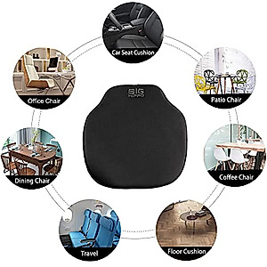 Big Hippo Chair Pads Memory Foam Chair Cushion for Dining Chairs Non Slip Kitchen Dining Chair Pad and Seat Cushion with Ties,Thicken Dining Chair Seat Cushion,16"x15"(1 Pack, Black)