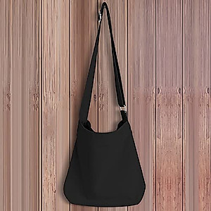 TOPTIE Custom Black Canvas Hobo Tote Bag with Logo, Personalized Crossbody Bag for School, Large Shoulder Bag