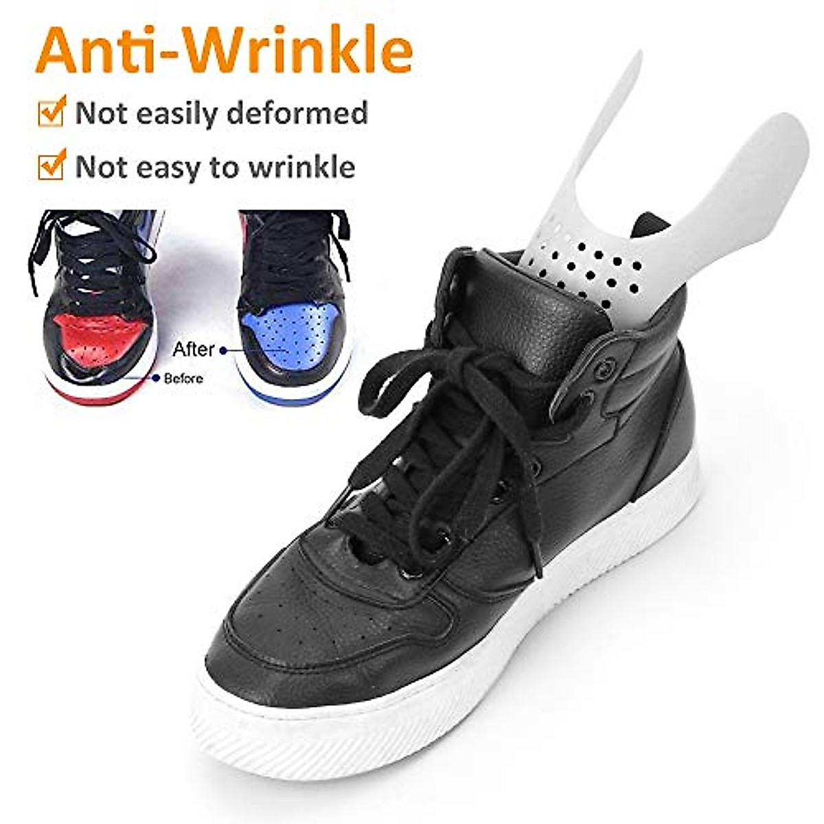 VoMii 4 Pairs Anti-Wrinkle Shoes Crease Protectors Toe Box Decreaser, Shoes Crease Guards for Sneaker and Casual Shoes, Anti Crease Shoe Protectors for Men's 7-12/ Women's 5-8