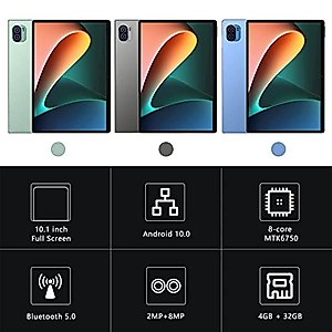 Android 10.0 Operating System Tablet, 10.1 inch HD Display Octa Core Processor 4GB RAM & 32GB ROM TF Expansion Support, Built-in WiFi Bluetooth GPS Tablet, (Gray)