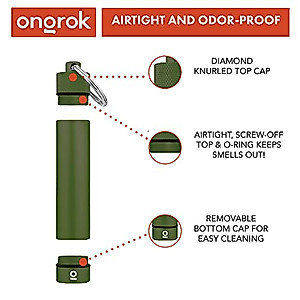 ONGROK Premium Storage Tube, Keychain, Pocket-Sized, Airtight, Aluminum Metal Holder and Case (Green)
