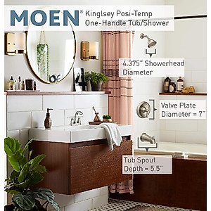 Moen T2113EPBN Kingsley Posi-Temp Tub and Shower Trim Kit, Valve Required, Brushed Nickel