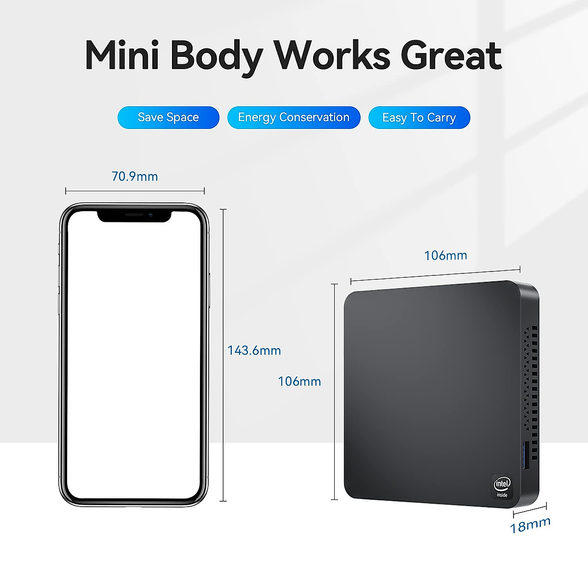 TRIGKEY N4 Mini PC with Intel Celeron N3350 Processor(up to 2.4Ghz) 4G DDR3 64G EMMC SSD Micro PC, Support 2.4G/5G Dual Band WiFi/4K Dual HDMI/USB3.0/Gigabit Ethernet/Wake On LAN