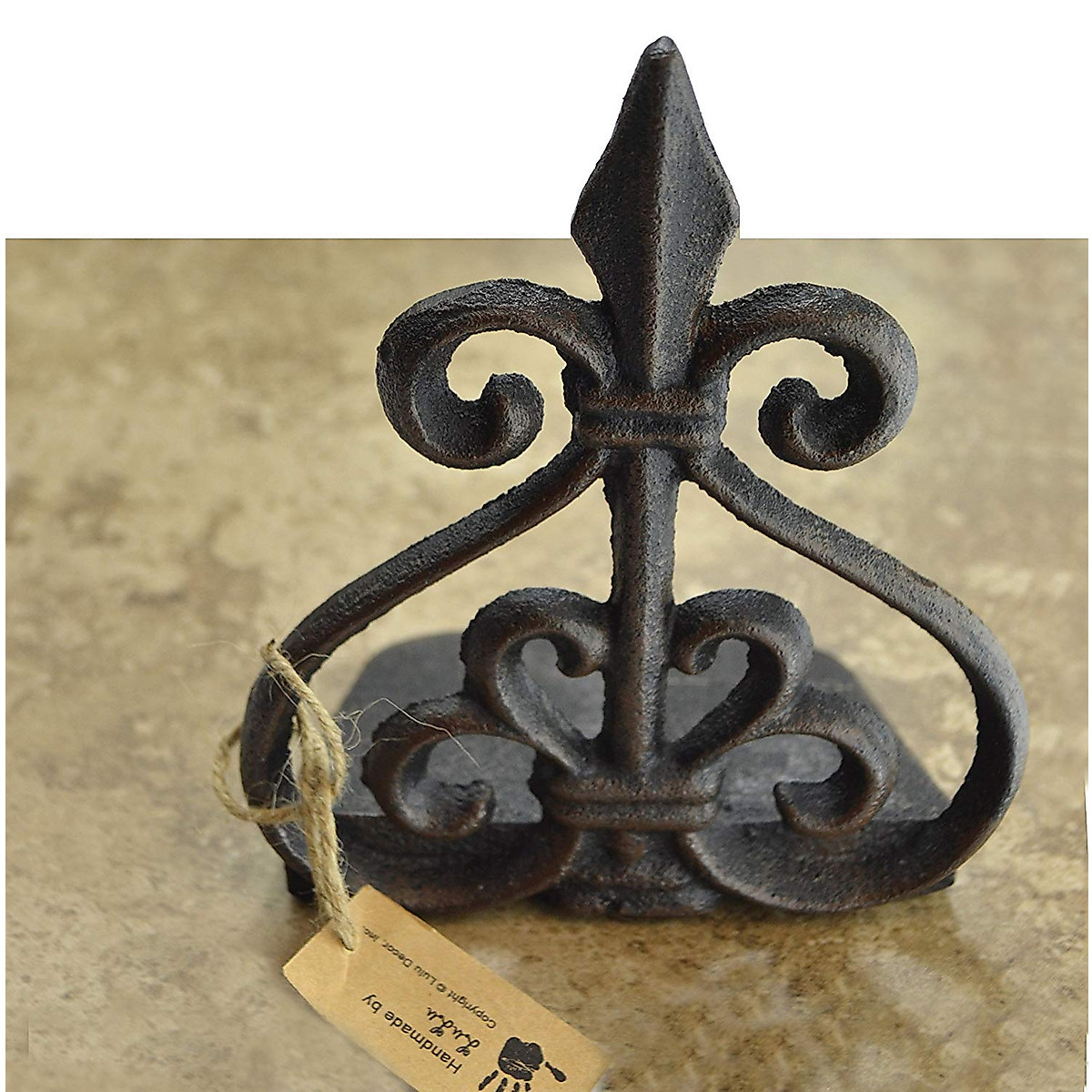 Lulu Decor, Cast Iron Fleur De Lis Door Stop, Door Stopper (LB15BK1)
