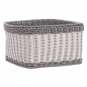 HUBERT® Grey and White Storage Basket - 12"L x 12"W x 6 1/2"H