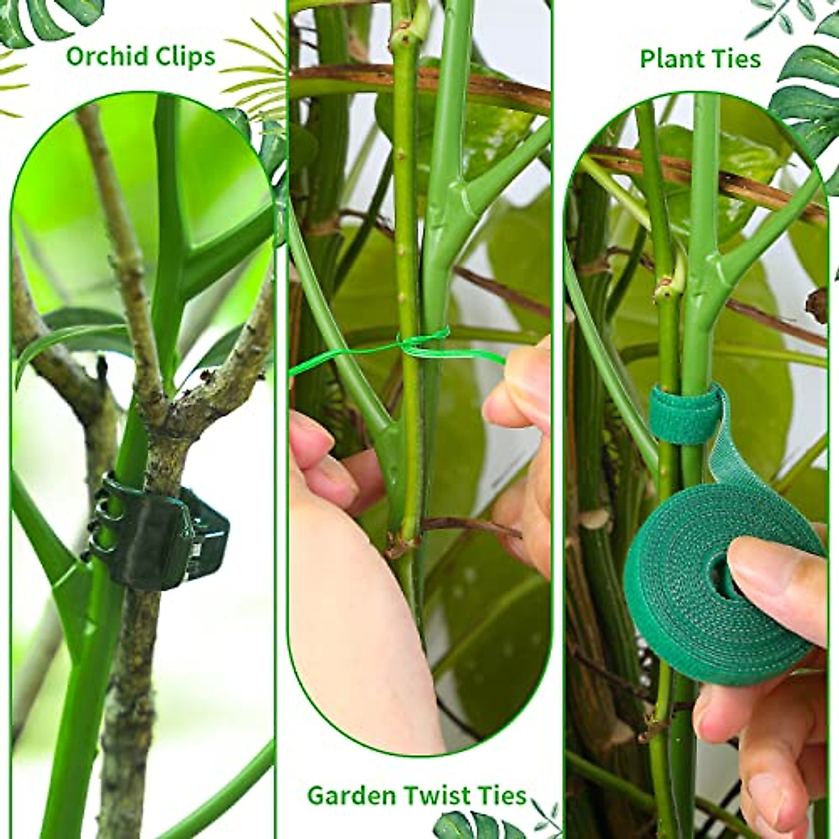 ROADPLUM 5 Pack 27.56" Detachable Twig Plant Support Stakes Set, Blends in to Plant, Branch Plant Sticks with Orchid Clips Twist Plant Ties, Twig Trellis for Indoor Outdoor Plants Potted Plants Flower