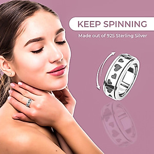 Shop LC Heart Spinner Anxiety Rings for Men Women 925 Sterling Silver Jewelry Love Wedding Band Stress Relief Gifts for Women Size 6 Birthday Gifts