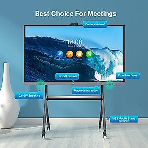 JAV Smart Board H10 Interactive Whiteboard 55 Inch Touchscreen 4K Display Board for Classroom Home Office（Wall Mount Included
