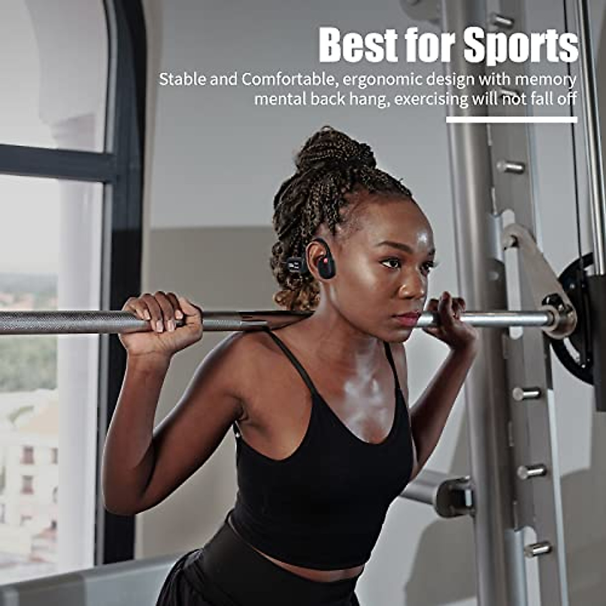 Ortizan Bone Conduction Headphones with LED Display, Open Ear Headphones Bluetooth 5.3 Sports Wireless Earphones with Built-in Mic IPX8 Waterproof for Swimming,Running, Cycling, Hiking(I6,Black)