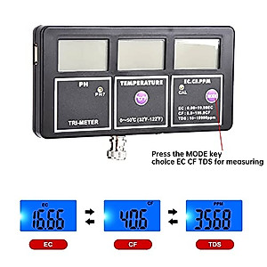 6-in-1 EC CF MV Water Quality Tester, -116 Water Quality Monitor Multi Parameter Meter for Aquariums Hydroponics (110V US Plug)