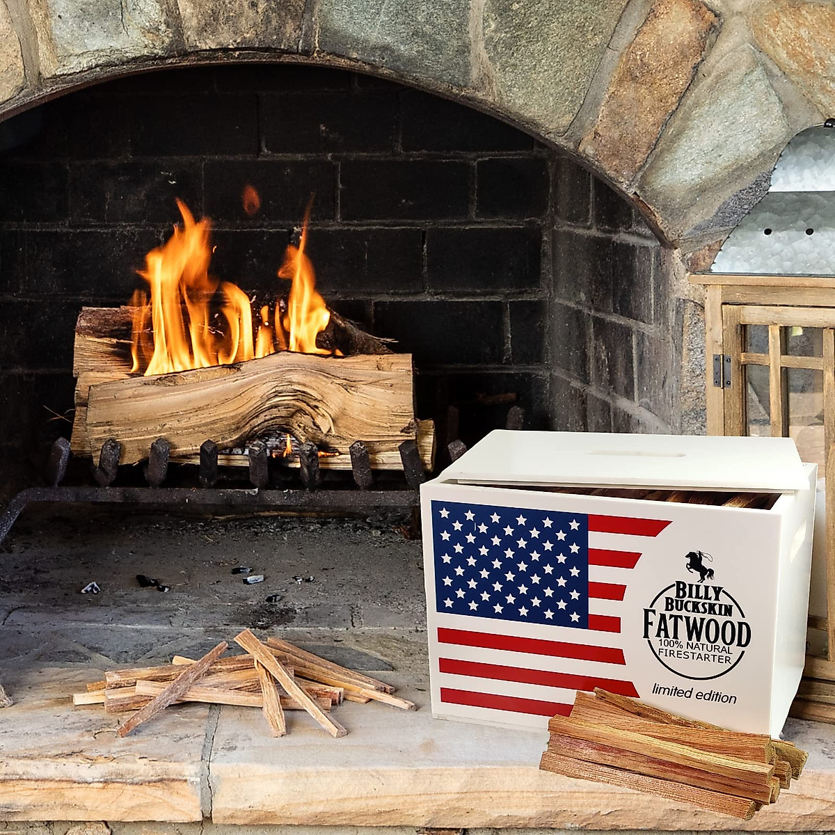 Fatwood Fire Starter Sticks (10 lb Box) - All Natural Resin-Rich Fatwood for Wood Stoves, Fireplaces, Campfires | Easy & Safe Fire Logs, Long-Lasting Firewood, 140 Sticks