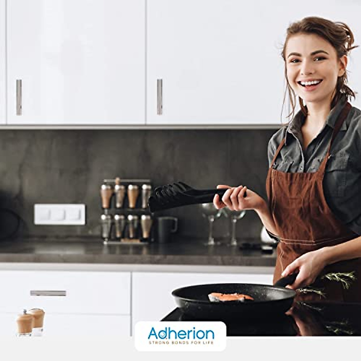 Adherion Adhesive Cabinet Stick On Door Handles 5" | No Drilling Stick On Handle for Drawers Doors Wardrobes Windows | 3M Handle Adhesive | 2 Pack Brushed Nickel | All Metal Stick On Cabinet Handles |