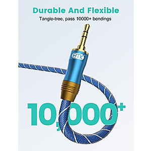 90 Degree Right Angle Aux Cable - [24K Gold-Plated,Sound Quality] EMK Audio Stereo Male to Male Cable for Laptop, Tablets, MP3 Players,Car/Home Aux Stereo, Speaker or More (4Ft/1.2Meters)