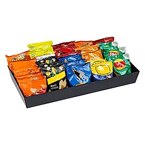 Mind Reader Snack Tray, Countertop Organizer, Snack Tray, Pantry, Breakroom, Kitchen, 24" L x 12" W x 3.25" H, Black