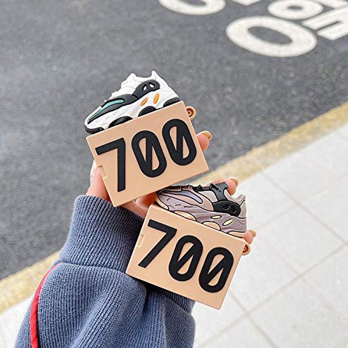 Airpods Pro Case, Silicone Sneaker 700 Shoe Box Case Compatible for AirPod pro Case, Shockproof Coconut Airpods Pro Case Cover Accessories with Keychain for Kids Girls Teens Boys Men Women.