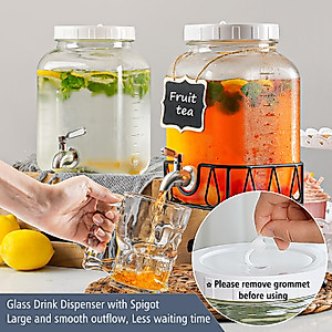 Set of 2 Large Square Glass Beverage Dispensers with Spigot, 1 Gallon Glass Drink Dispenser with Airtight Lid for Parties, Wedding, Liquid Laundry Detergent Dispenser With Scale Mark