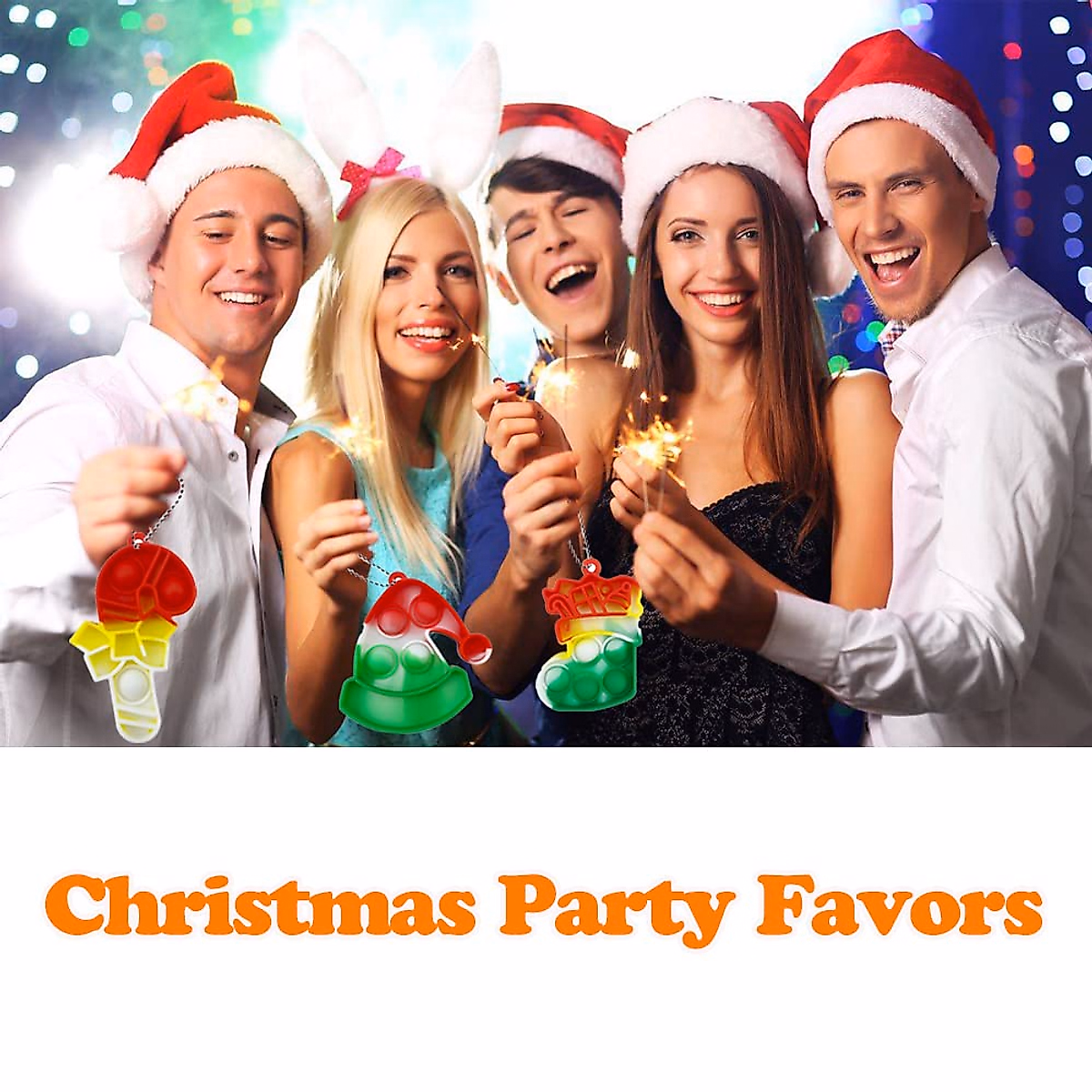 36Pcs Christmas Mini Pop Keychain Fidget Toys Pack,Pop Push it Fidget Sensory Toys,Christmas Party Favors Supplies, for Kids Adults Stress Relief,Christmas Goodie Bag Stuffers.