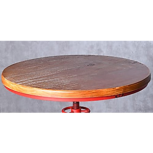 Topower 3-Piece Pub Bar Set Industrial Round Bar Table and Adjustable Height PU Seat Stools with Backrest for 2 Match Bar Height and Counter Barstool Antique Red 1 Table + 2 Chairs