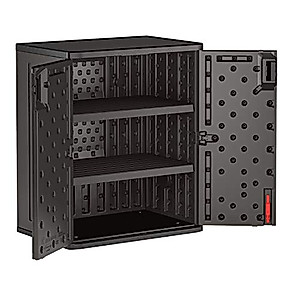 Suncast Commercial 9 Cubic Ft. Heavy-Duty Resin Cabinet with 2 Shelves, Dark Grey