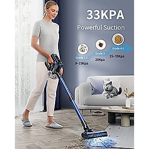 HONITURE Cordless Vacuum Cleaner 400W 33000PA Stick Vacuum with Touch Screen 55Min Runtime Battery Handheld Vacuum Lightweight Powerful Cordless Stick Vacuum for Hardwood Floors,Carpets,Pet Hair S12
