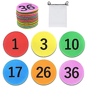 EAONE 36 Pack Carpet Dots for Classroom(4" in Diameter), Numbered Hook and Loop Magic Tape Circles Markers, Reusable Floor Dot Spot for School Teachers Students Group Kindergarten Activity, 6 Colors