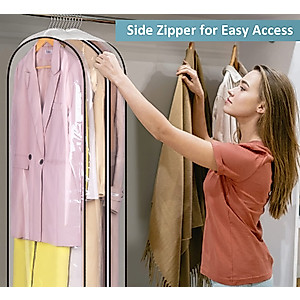 AOODA 10" Gusseted Dress Bags for Gowns Long, 60" All Clear Garment Bags for Hanging Clothes Storage, Large Hanging Clothing Bag for Closet Dress Cover for Coats (3 Packs)