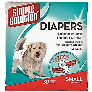 Simple Solution Disposable Dog Diapers for Female Dogs | Super Absorbent Leak-Proof Fit | Small | 30 Count