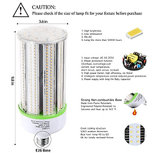 2-Pack 80W LED Corn Bulbs,E26/ E39 Base LED Light,5000K,AC110-277V,LED Replacement Metal Halide HID CFL for Commercial Industrial Lighting Warehouse High Bay Light Fixture Garage Workshop