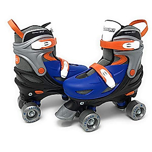 CHICAGO Skates Boys Adjustable Junior Quad Skates - Blue/Black/Orange - Small Sizes J10-J13