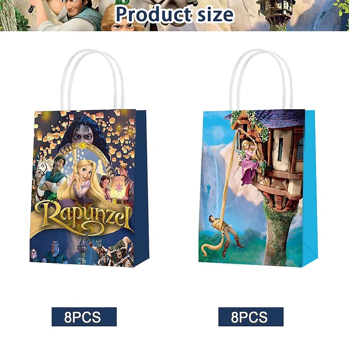 DeEnj 16PCS Tangle Rapunzel Party Bags,Princess Rapunzel Party Bags Rapunzel Tangled Princess Party Gifts Bags Goodie Bags for Kids Party Supplies