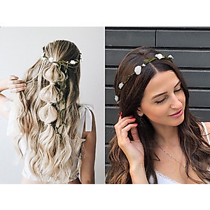 WOVOWOVO 10 Packs Flower Crown for Women, Bohemian Floral Girl Headpieces, Flower Headbands Hair Accessories for Fairy Birthday Party Decorations