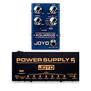 JOYO R-07 Aquarius Digital Delay Pedal Bundle with JP-05 Pedal Power Supply Built-in Rechargeable Battery