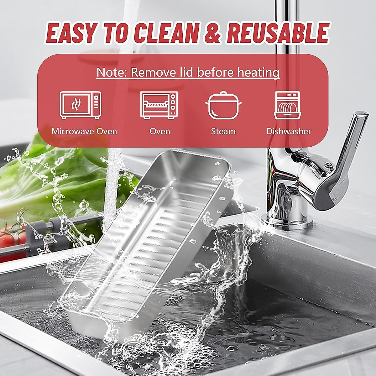 Rarapop Bacon Container with Lids for Refrigerator, Stainless Steel Deli Meat Storage Containers with Elevated Base, Airtight Fridge Storage Containers Cheese Keeper, Dishwasher Safe【1 Pack】