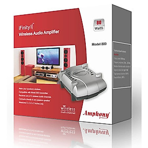 Amphony Multichannel Wireless Audio Receiver/Amplifier for Making Passive Speakers Wireless - Model 880, Compatible with Model 800 Multi-Channel Transmitter, Better-Than Bluetooth Digital Wireless