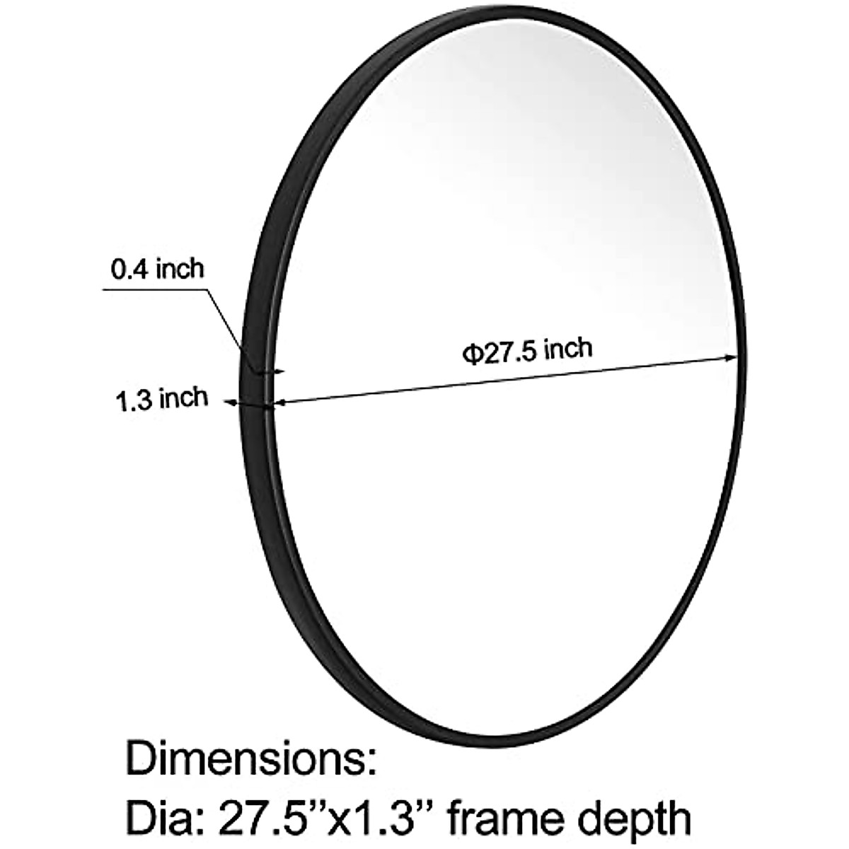 HofferRuffer Round Mirror, Circle Hanging Mirror, Metal Frame Wall Mounted Mirror for Home Bedroom, Bathroom, Washroom, Living Room, Entryways (Black, 27.6)