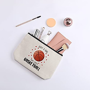 Basketball Gifts Basketball Bag Unique Gifts for Girls Her Female Basketball Sports Lover Player Birthday Gifts for Women Mom Friend Sister - Just A Girl Who Loves Basketball Travel Toiletry Bag