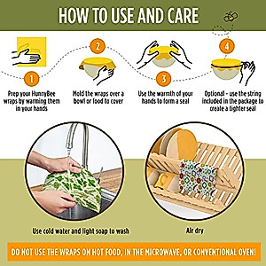 HUNNYBEEE Beeswax Wrap - (7 packs) Beeswax Paper Food Wrap | Sustainable Products | Eco-friendly Waxed Food Wrap | Bees Wax Wrap | Burrito Wrappers Cling | Bee Wax Food Wrappers