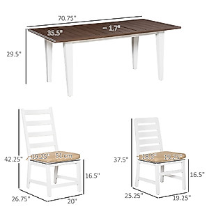 Outsunny Patio Dining Set for 6, Outdoor Furniture Set with a Table & Chairs, Cushions, Umbrella Hole for Garden, Backyard, or Poolside, Beige