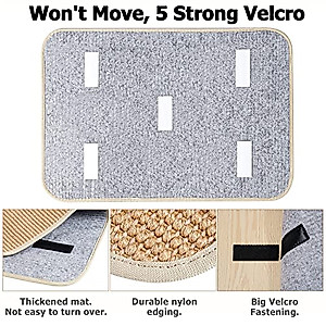 EZMeetU Cat Scratcher Mat, 23.6 X 15.7 Inch Natural Sisal Cat Scratching Pad, Cat Scratch Pad Rug for Indoor Cats with Non-Slip Velcro, Cat Furniture Protector for Floors, Carpets, Walls, Cabinets