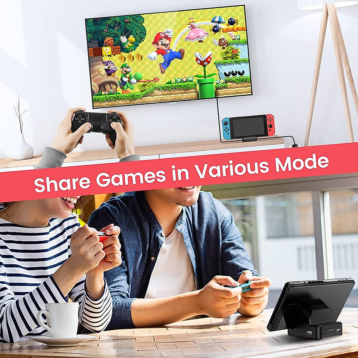 Switch Dock for Nintendo Switch/Switch OLED (Nintendo Switch Docking Station for TV & Charging Dock) Portable Nintendo Switch Dock TV Adapter Stand (4K HDMI 3.0) – Super Small (Black/No Cables)