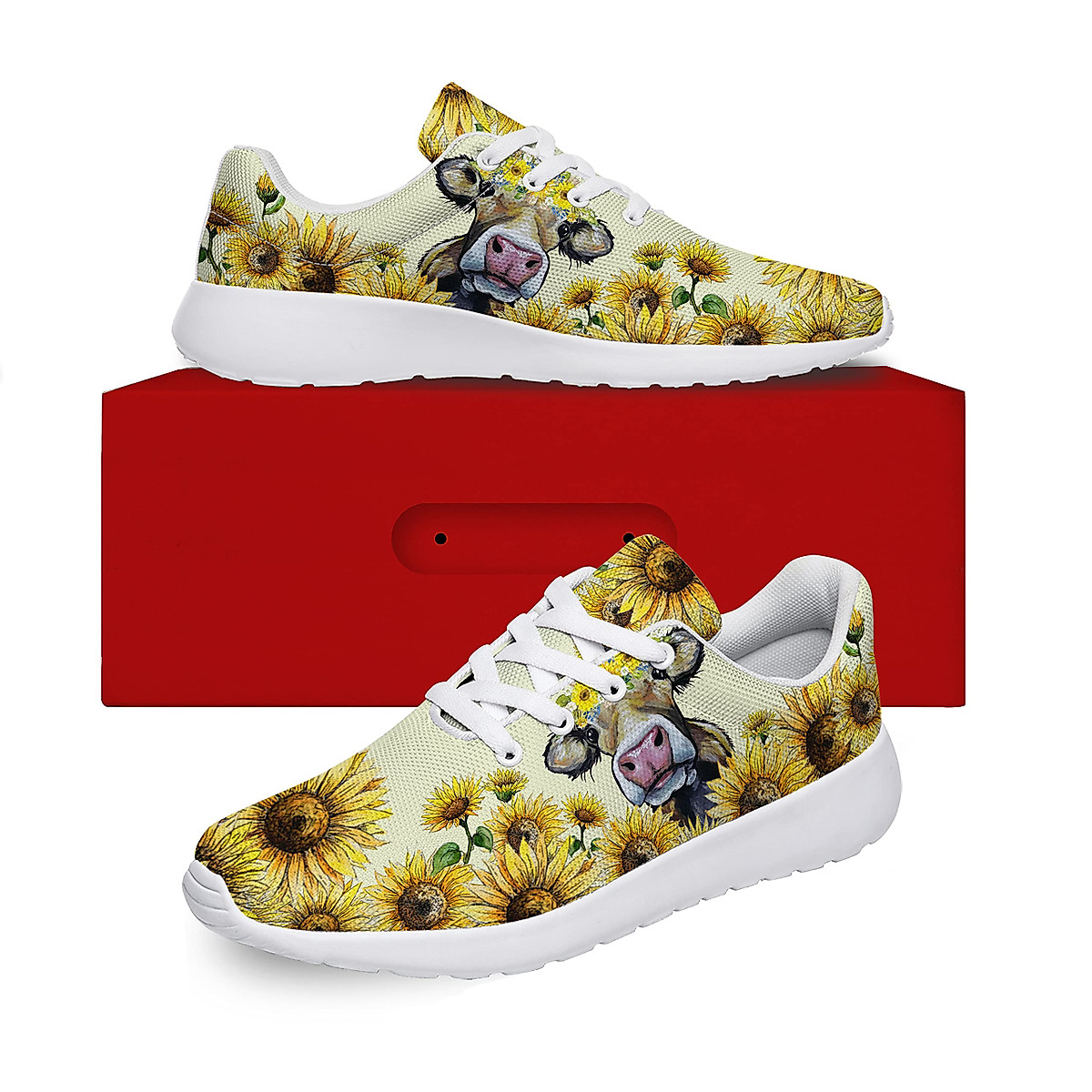 lodaden Women Tennis Shoes Men Sport Running Walking Shoes Outdoor Fashion Lightweight Cow Print Sneakers,US Size 9 Women/7.5 Men