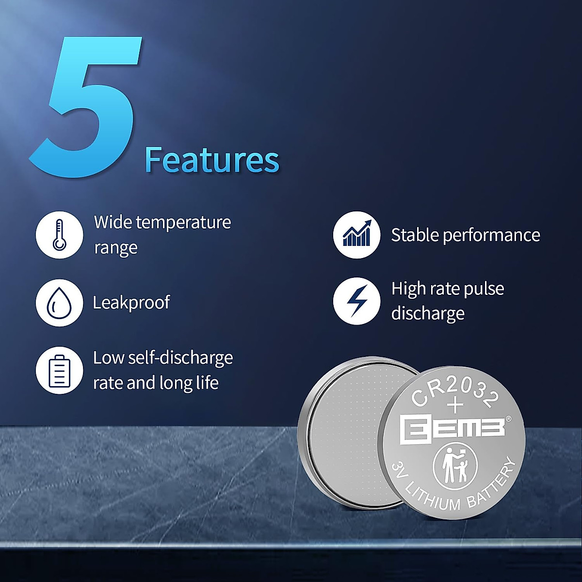 EEMB 10PACK CR2032 Battery 3V Lithium Battery Button Coin Cell Batteries 2032 Battery DL2032, ECR2032, LM2032 for Remotes Watches Calculators Door Chimes Medical Devices Computer Key Fobs