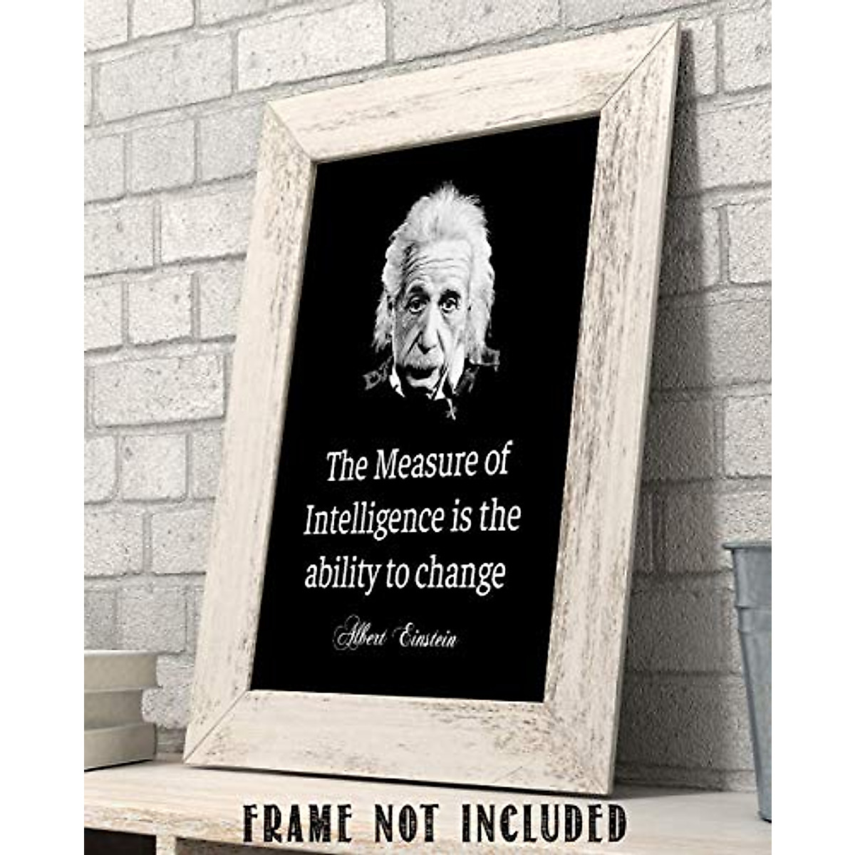 Albert Einstein Quotes Wall Art- "The Measure of Intelligence"- 8 x 10" Typographic Wall Print- Ready to Frame. Home-Office-Studio Decor. Perfect Classroom Addition for Inspiration & Motivation.