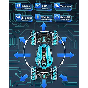 Gesture Rc Car,1:12 4WD 2.4G Hand Controlled Rc Car With Spray, All Terrain Remote Control Car For Boys 8-12,Toys For 7 8 9 10 11 12 Year Old Boys/Girls, Gift Ideas Birthday Chirstams RC Truck-Blue