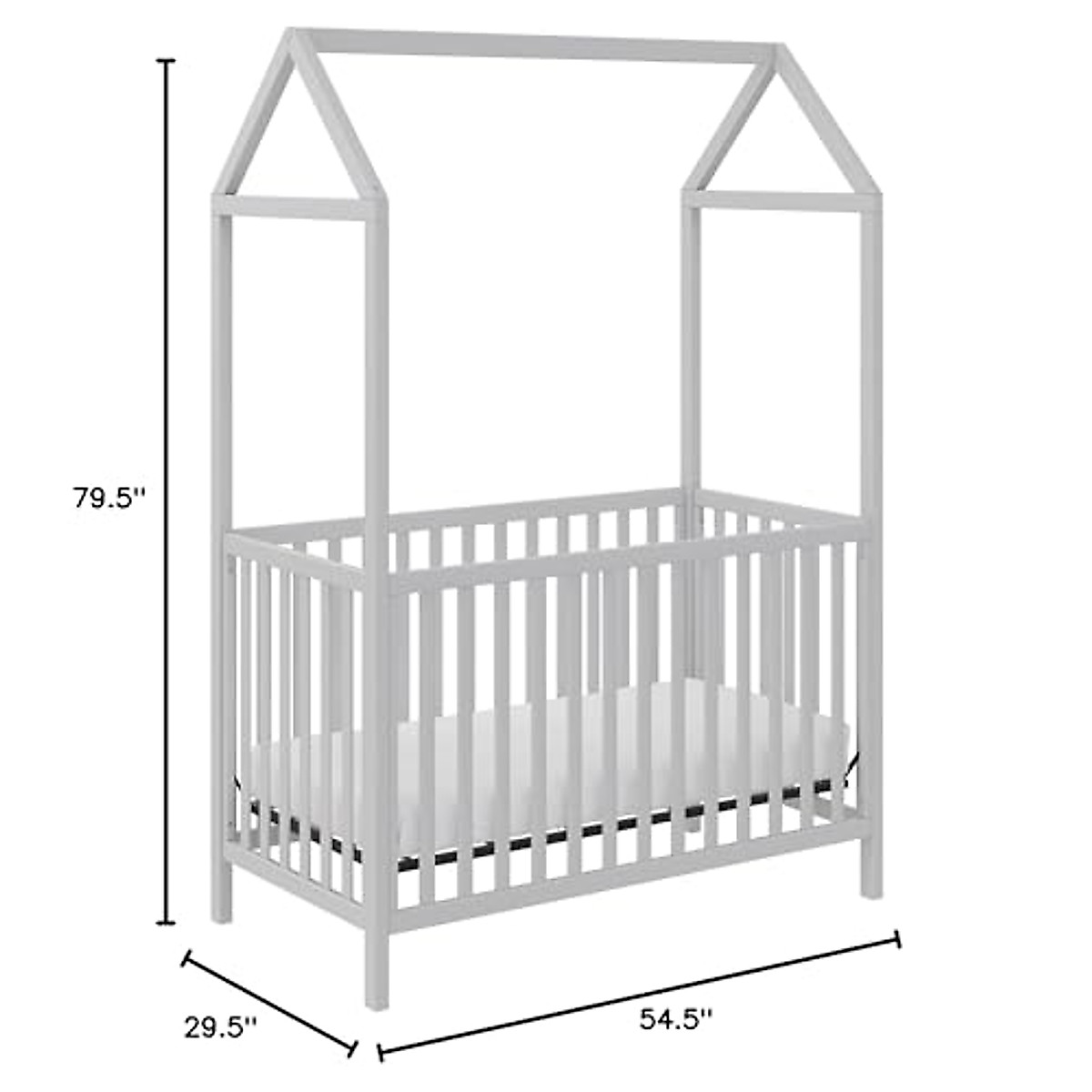 Little Seeds Rowan Valley Skyler 3-in-1 Convertible Crib with Canopy, Dove Gray