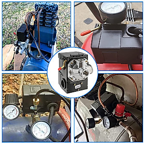 OAMCE Air Compressor Pressure Switch Replacement LF10-4H with 95-125 PSI Range and 20A Rating, 4-Port