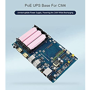 Waveshare PoE UPS Uninterruptible Power Supply Base Board for Raspberry Pi Compute Module 4 with Gigabit Ethernet/Dual HDMI/Quad USB2.0 etc.Interfaces