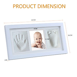 Baby Handprint Kit, Inkless Hand and Footprint Keepsake Kit in Baby Picture Frame - Personalized New Baby Girl Gifts, Newborn Baby Boy Gifts - Baby Hand Printing Kit for Christmas Gifts (White)