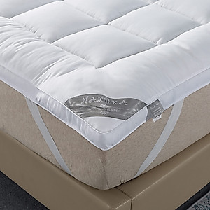 Mattress Topper Queen Size Down Alternative Overfilled White Pillow Top Mattress Cover Plush Super Soft 2 Inch Thick Mattress Pad