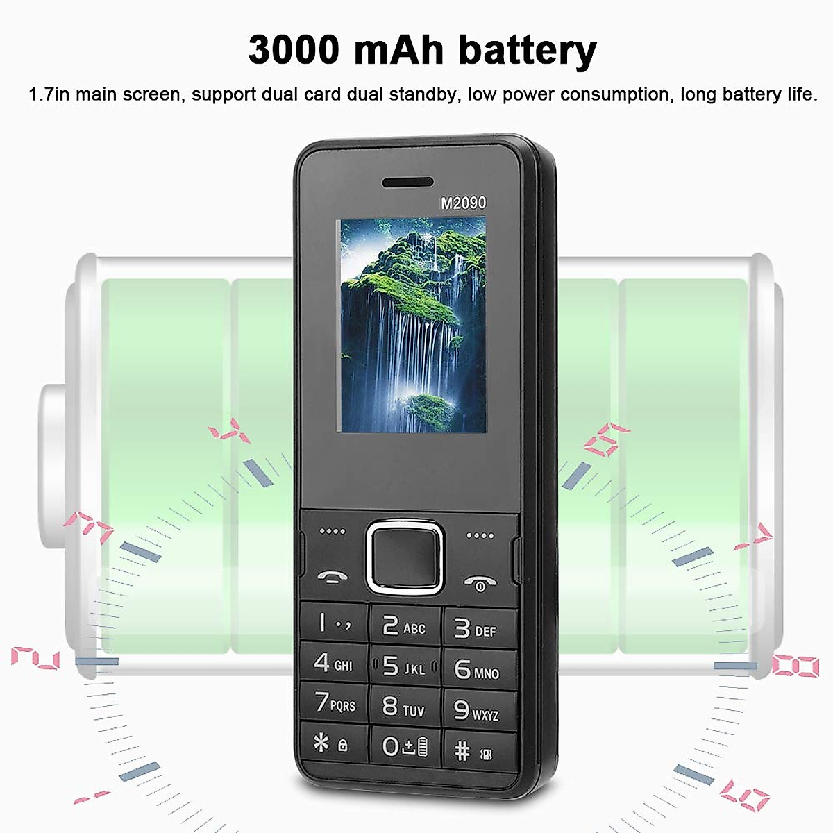 ASHATA Unlocked Mobile Phone, 1.7in Screen Simple Phone with 3.5mm Headphone Jack, 32MB and 32MB, 0.08MP Camera, Dual SIM Card 2G Cellphone, 1500MAh, Black-US